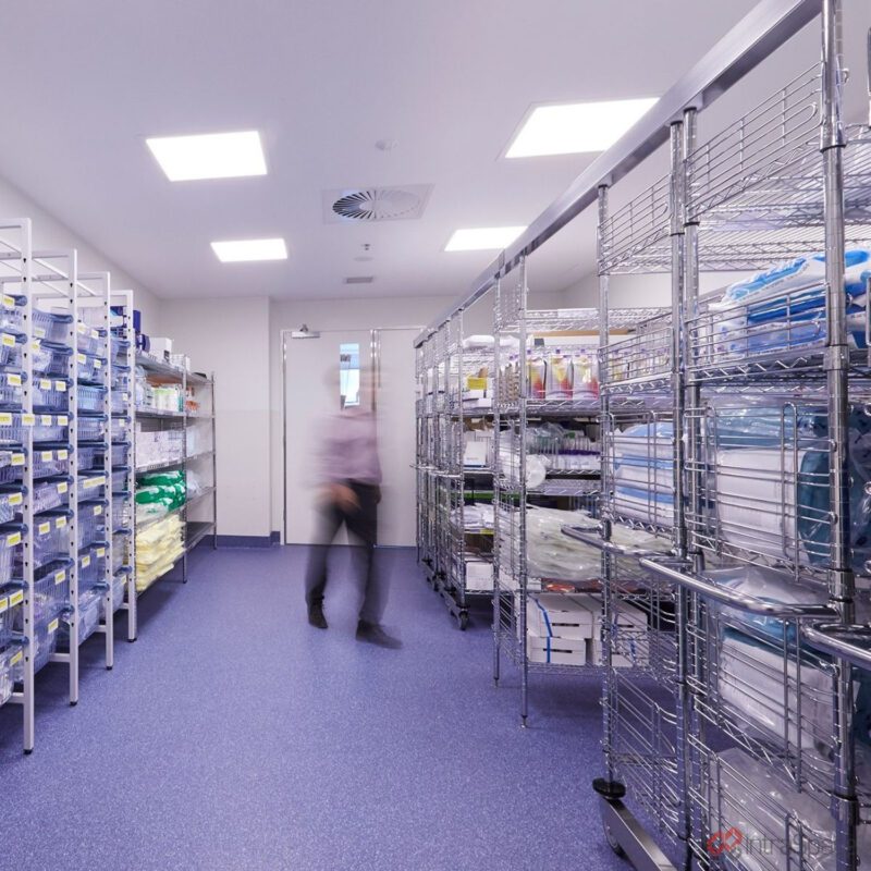 IntraMed Overhead Track Wire Shelving - IntraSpace